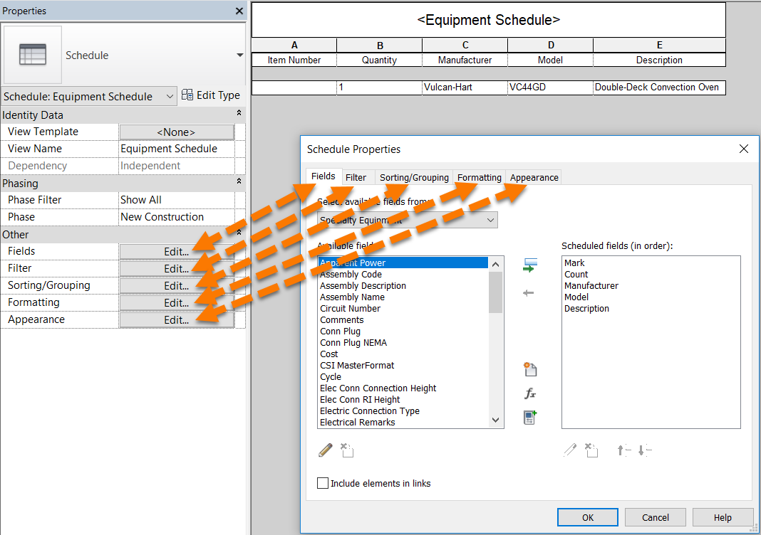 Tutorial 1 - Create an Equipment Schedule
