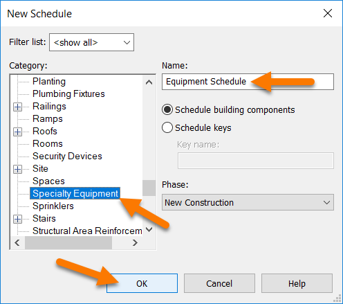 Tutorial 1 - Create an Equipment Schedule